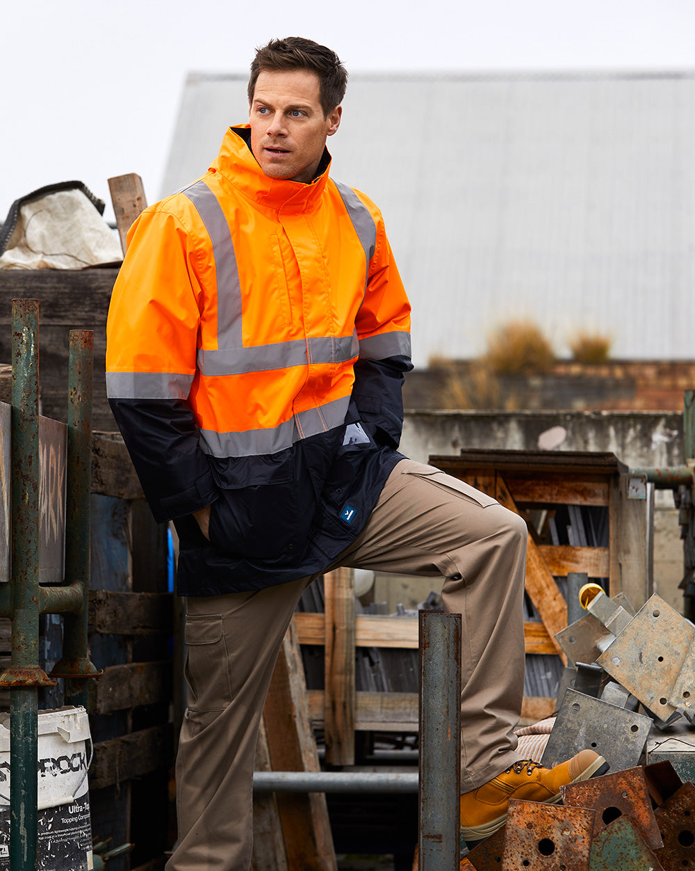 4-in-1 Utility Jacket & Vest in Fluoro Orange & Navy – Rainbird Workwear