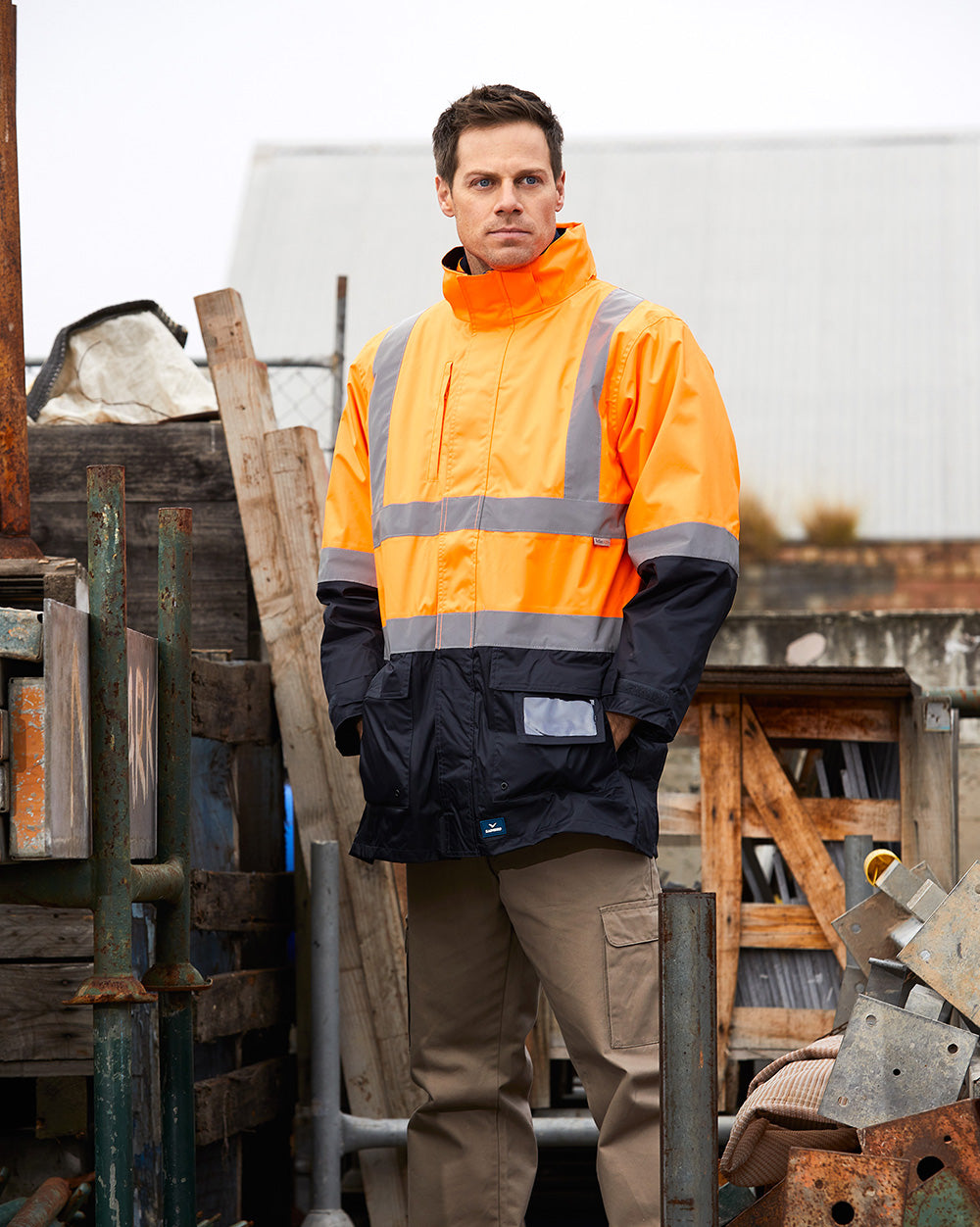 4-in-1 Utility Jacket & Vest in Fluoro Orange & Navy – Rainbird Workwear