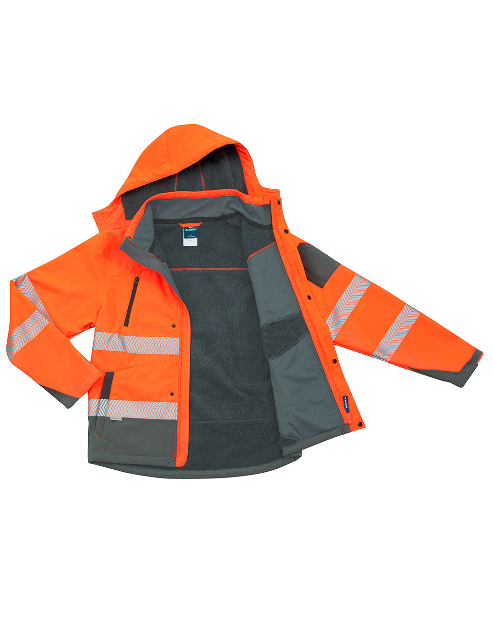Jones Hi-Vis Softshell Coat in Fluoro Orange & Charcoal – Rainbird Workwear