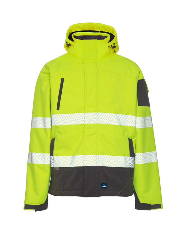 Jones Hi-Vis Softshell Coat in Fluoro Yellow & Charcoal – Rainbird Workwear