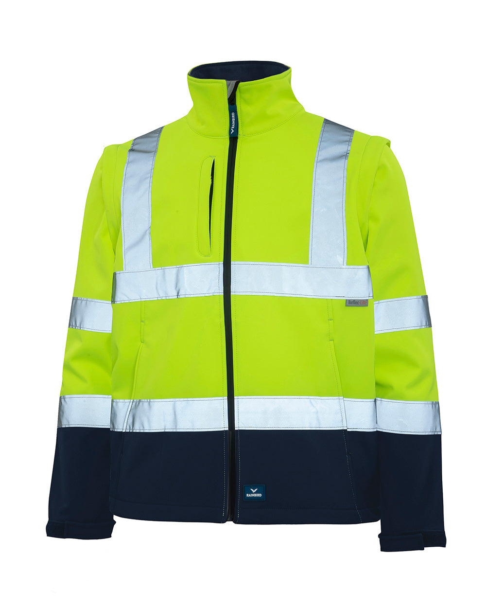 Landy Softshell Jacket in Fluoro Yellow & Navy – Rainbird Workwear