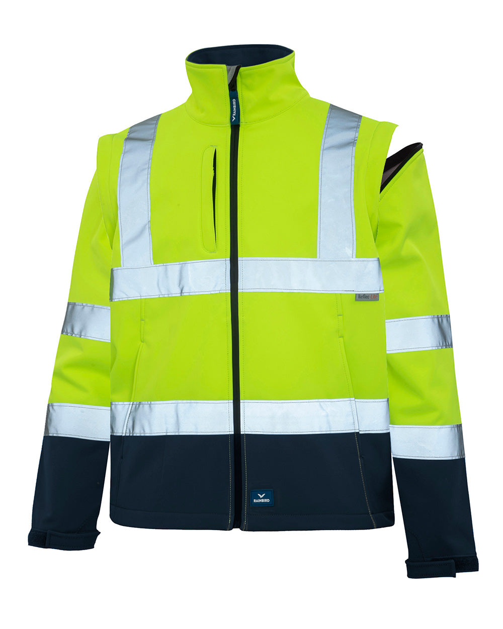 Landy Softshell Jacket in Fluoro Yellow & Navy – Rainbird Workwear
